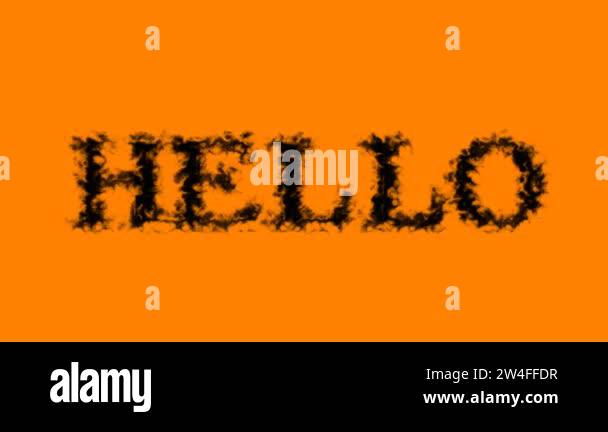 Hello smoke text effect orange isolated background. animated text ...