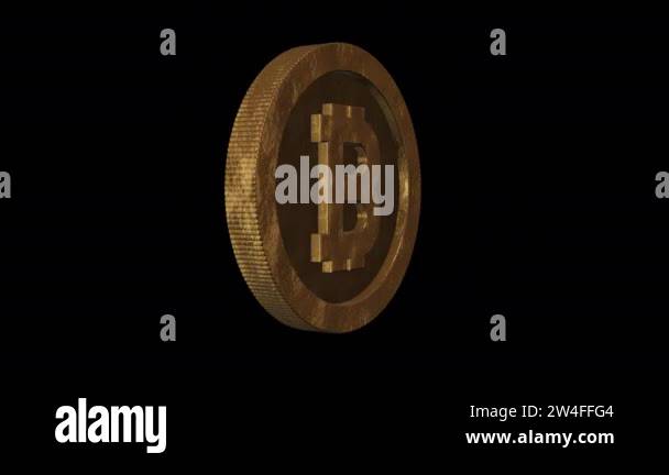 Bitcoin gold coin rotates on its axis. Transparent background. Looped ...