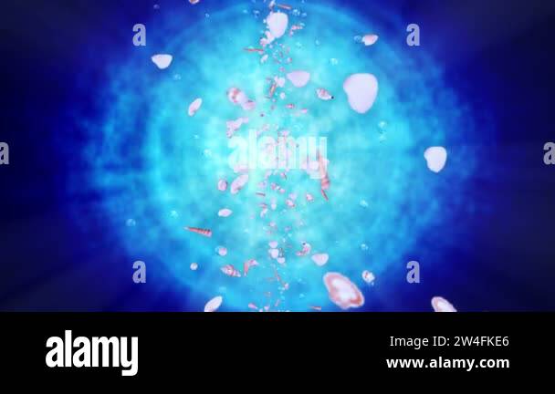 Flying many sea shells in blue water. Collection of realistic shellfish ...