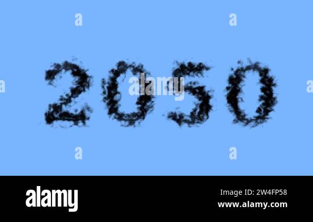 2050 smoke text effect sky isolated background. animated text effect ...