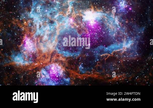 Space flight into NGC 6357 Diffuse Nebula star field expansive emission ...