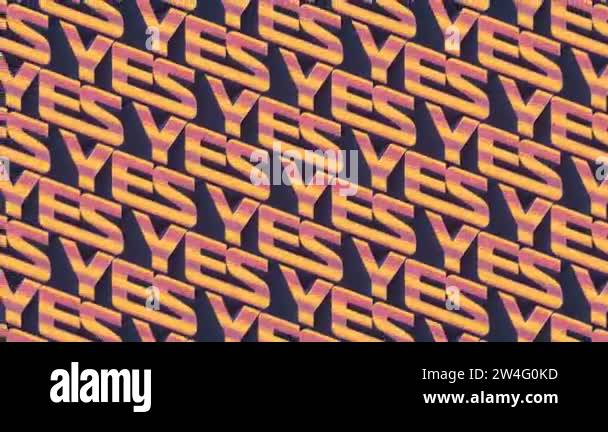 YES word from 3d letters digital loop animation. 3d rendering 4K, UHD ...