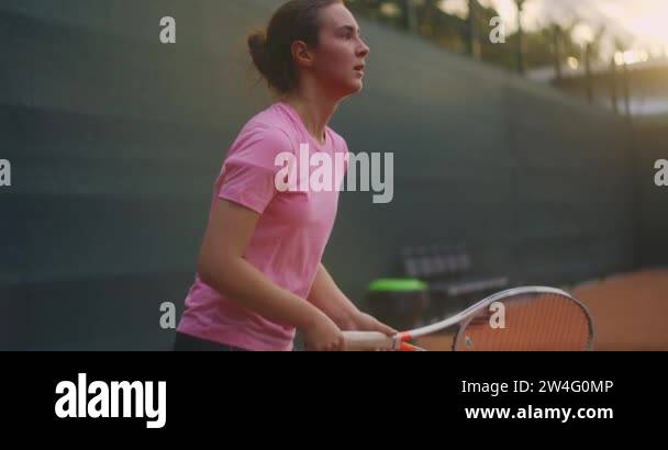 Slow Motion commercial footage of tennis practice through the tennis ...