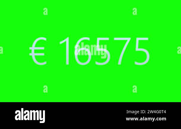 Colorful Animation of Euro Counter. Currency Counter on Green Screen ...