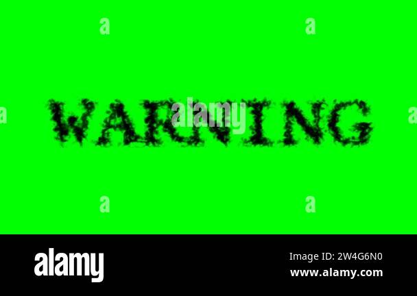 warning smoke text effect green isolated background. animated text ...