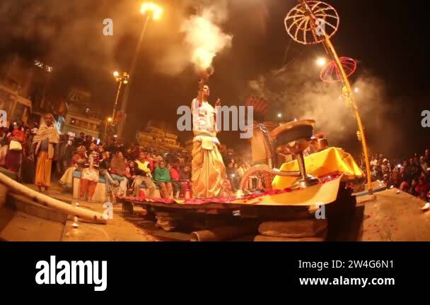 VARANASI, INDIA - Ganges river and Varanasi ghats during Kumbh Mela ...