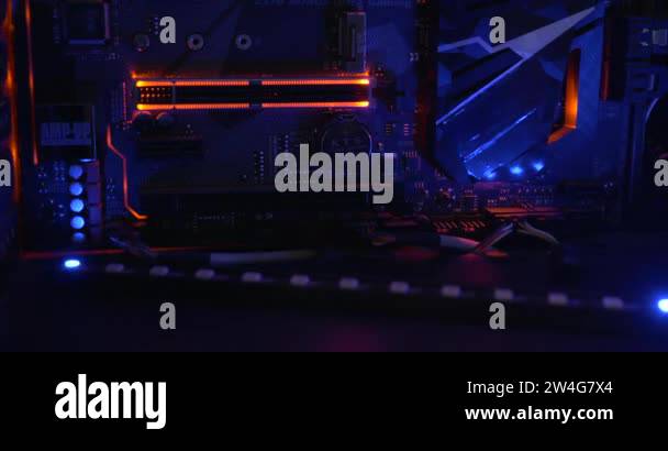 Slider Dolly Shot Led Lighting Strip Inside the Modern Computer ...