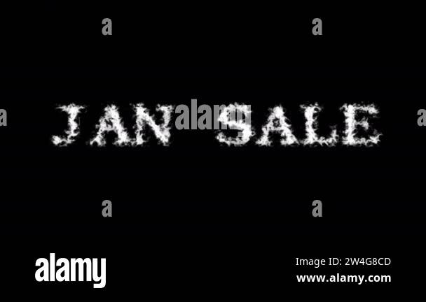 Jan Sale cloud text effect black isolated background. animated text ...