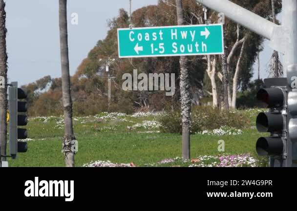 Pacific Coast Highway, historic route 101 road sign, tourist ...