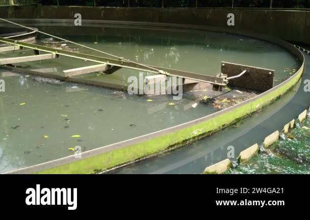 Close-up of the skimmer arm, the mechanical apparatus moves and skims ...