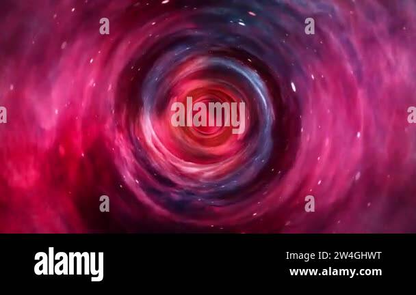 Abstract space flight through colorful red purple blue space time wormhole vortex. 4K 3D Loop ...