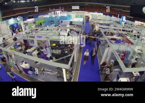 People walk at International Exhibition ExpoClean Stock Video Footage ...