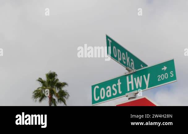 Pacific Coast Highway, historic route 101 road sign, tourist ...