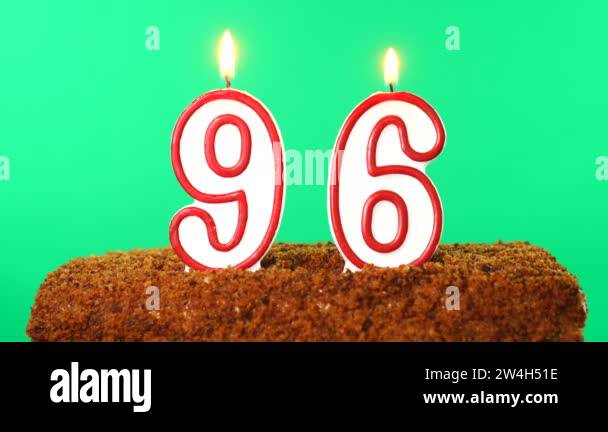 Cake with the number 96 lighted candle. Chroma key. Green Screen ...