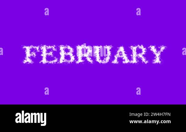February cloud text effect violet isolated background. animated text ...