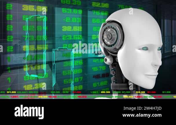 Futuristic robot, artificial intelligence CGI big data analytics and ...