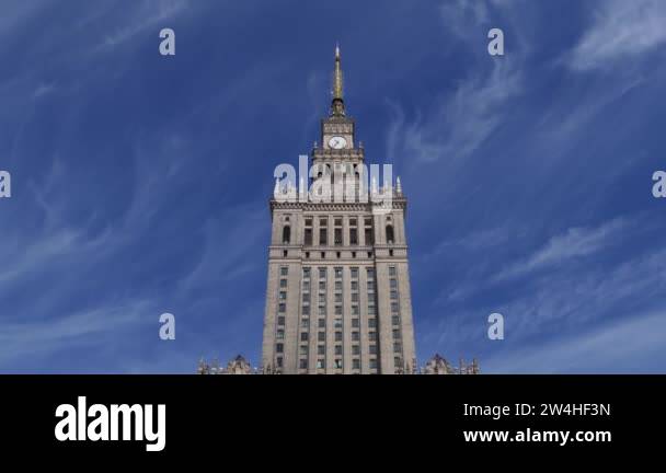 WARSAW / POLAND - JULY 2020: Exterior view of the Palace of Culture and ...