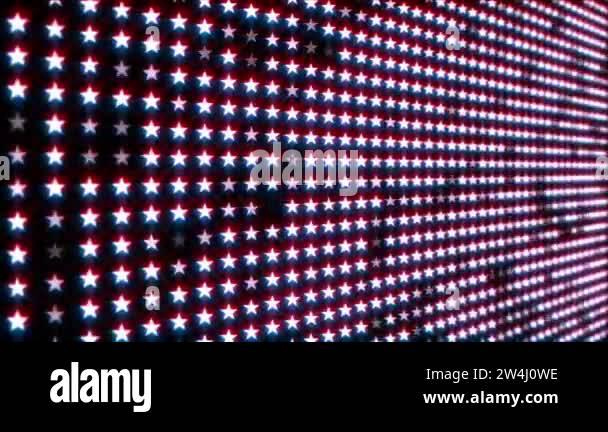 Flashing red, white and blue stars LED lights, display screen - looping ...