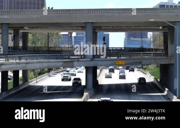 The famous four-level freeway interchange in Los Angeles called The ...