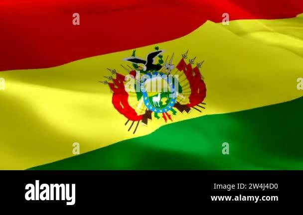 Bolivia flag Motion Loop video waving in wind. Realistic Bolivian Flag ...