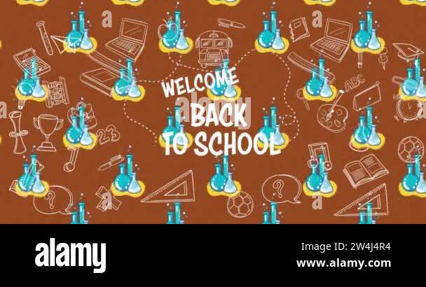 Digital animation of Welcome back to school text over laboratory ...