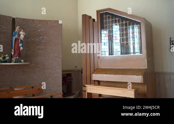 Ancient organ music pipes in old italian church, catholic and orthodox ...