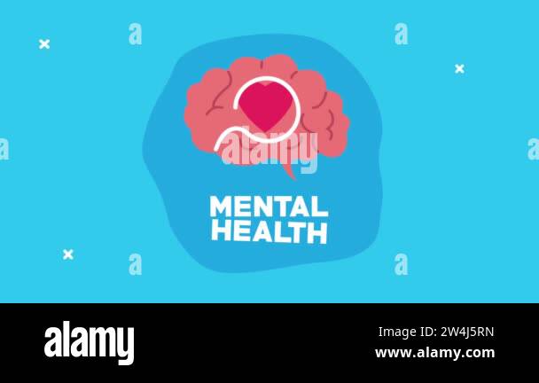 mental health animation with heart in brain Stock Video Footage - Alamy