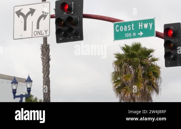 Pacific Coast Highway, historic route 101 road sign, tourist ...