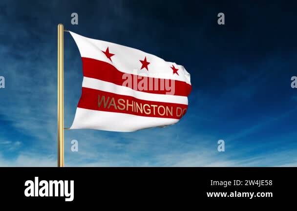 washington dc flag slider style with title. Waving in the wind with ...