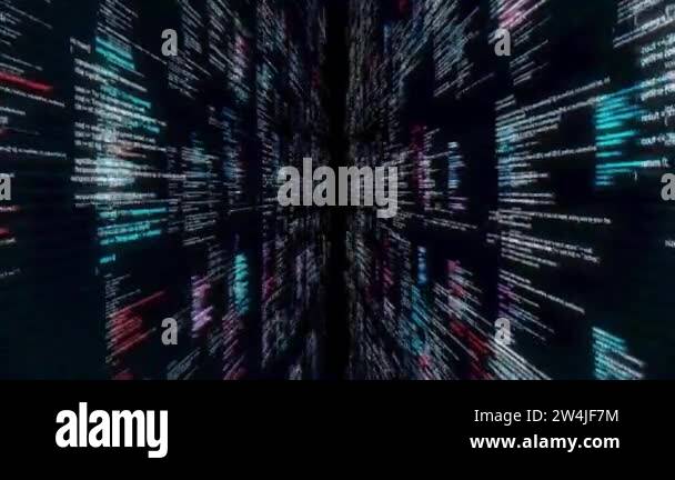 Abstract futuristic cyberspace, grunge glitch background. Animation. Concept of data center and ...