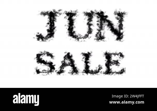 Jun Sale smoke text effect white isolated background. animated text ...