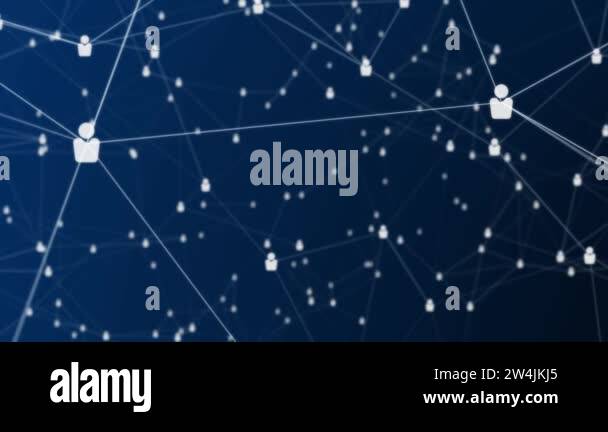 Plexus animation, People Social network Connection. Silhouettes icons ...