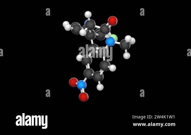 Flunitrazepam (Rohypnol) hypnotic drug molecule. Formula C16H12FN3O3 ...