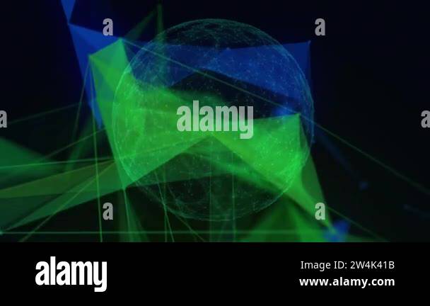 Animation of rotating sphere and network of connecting shapes on a ...