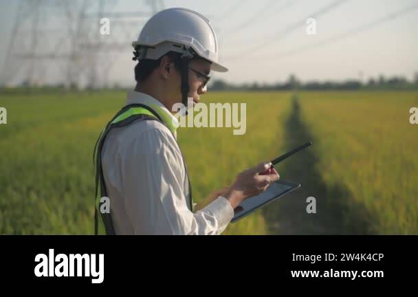 Engineer concept of 4k Resolution. Asian men are exploring the power ...