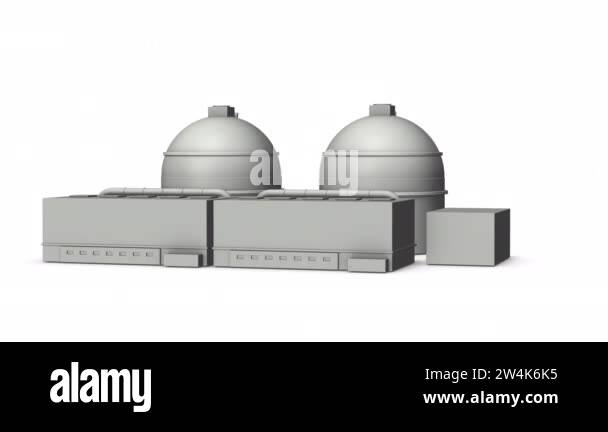 A rotating miniature power plant. 3D rendering. Loop video. With alpha ...