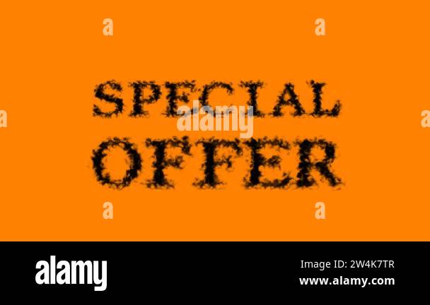 Special Offer smoke text effect orange isolated background. animated ...