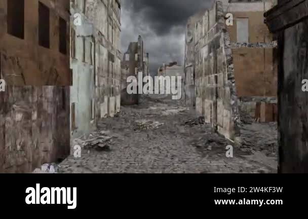 Super realistic walk along the ruined city street after the apocalypse ...