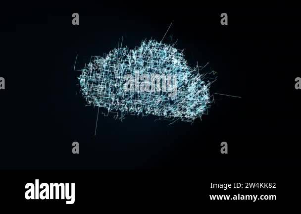 Cloud technology symbol, 3D dynamic information technology animation ...