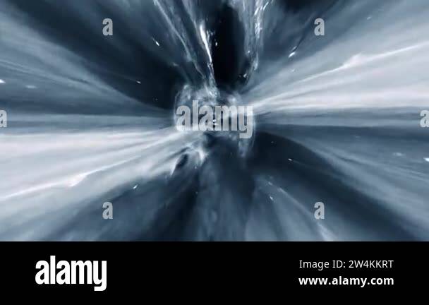 Abstract hyperspace flight through white blue cloud nebula space time vortex. 4K 3D Loop Sci-Fi ...