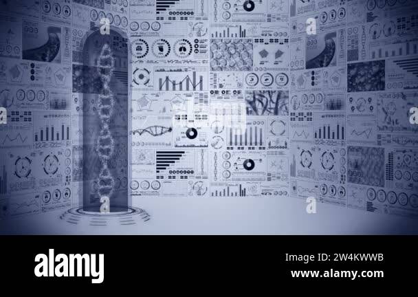 DNA helix molecule loop animation. DNA chromosome concept. Hologram ...