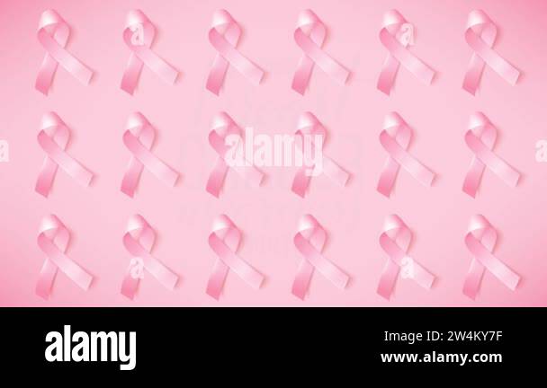 Realistic pink ribbon. Animation with symbol of national breast canser ...