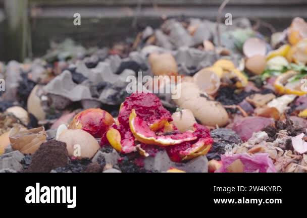 Compost pile of food waste for fertilizing vegetable garden soil Stock ...