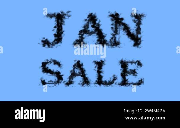 Jan Sale smoke text effect sky isolated background. animated text ...