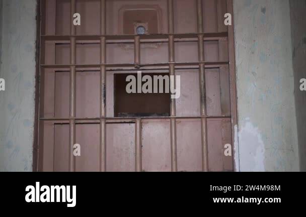 Prison Metal Door Protect Prisoner From Inside to Escape. Food Channel ...