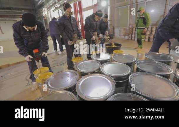 Workers at a construction site. Working process at a construction site ...