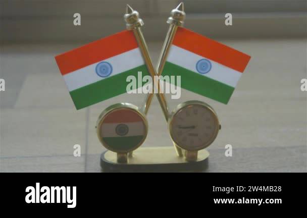 Indian flag clock. Indian Flag and Table Clock Flag. Flag with Golden ...