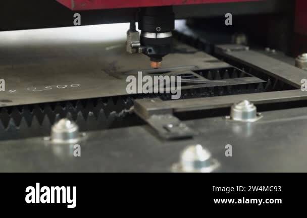 Plasma cutting of metal on a CNC machine. Fire cutting of thick sheet ...