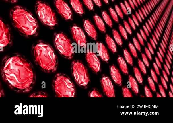 4K 3D Perspective futuristic red energy circle tile pattern screen background looping animation ...