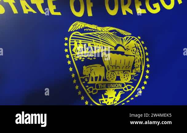 oregon flag waving in the wind. Looping sun rises style. Animation loop ...